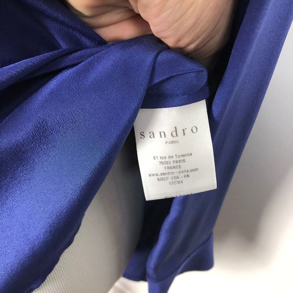 Sandro | Tops | Sandro Blue Lace Silk Blouse Medium | Poshmark